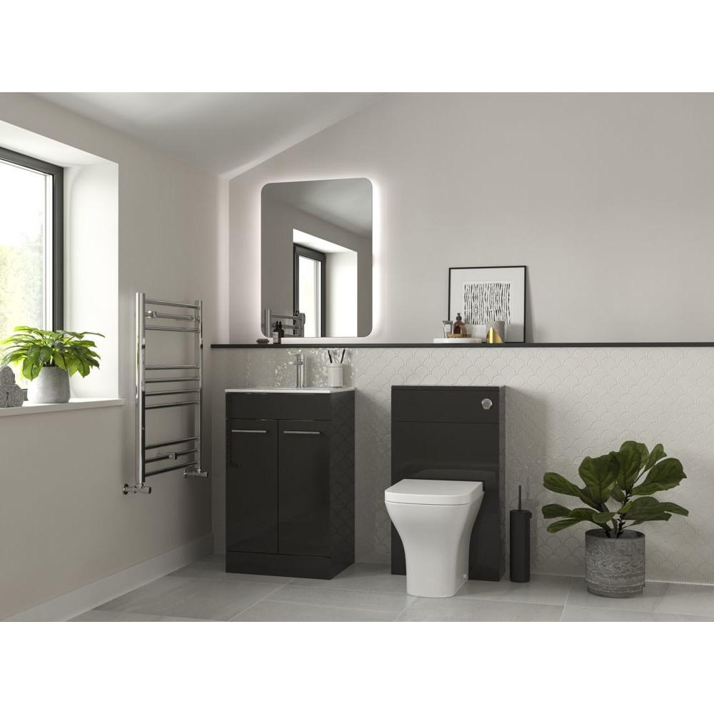 Vouille 510mm Floor Standing Furniture Set in Anthracite Gloss with ...