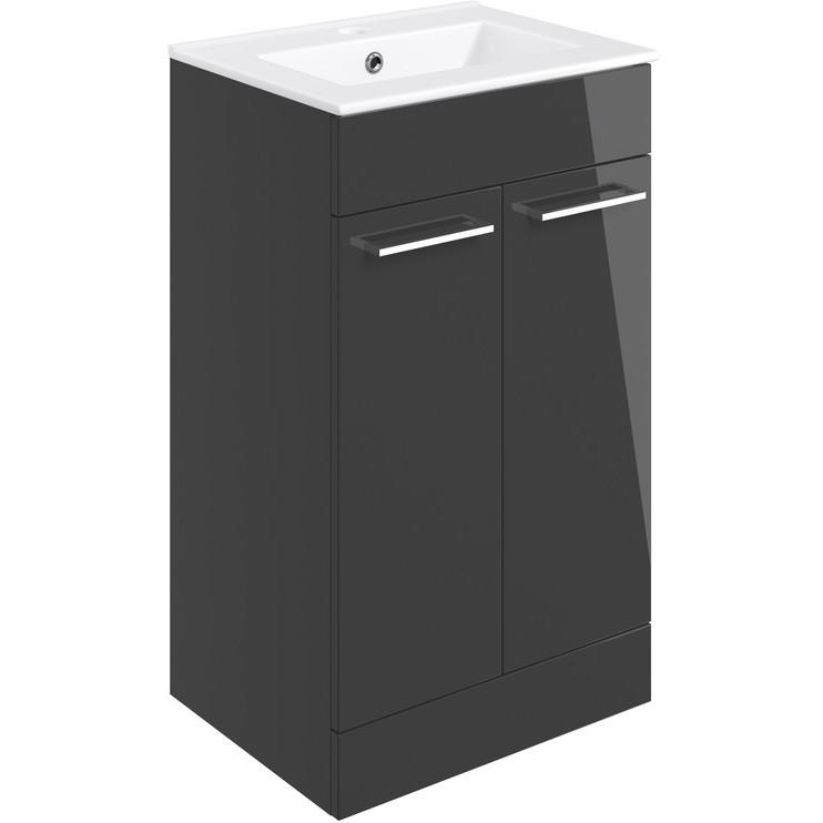 Vouille 510mm Floor Standing Furniture Set in Anthracite Gloss with ...