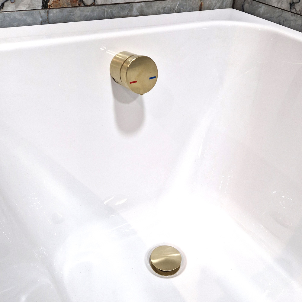 Scudo Bath Filler and Overflow in Brushed Brass