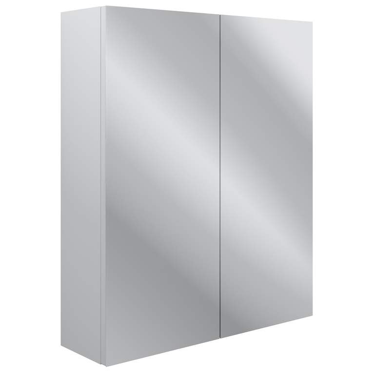Bali 600mm Satin White Ash 2 Door Mirrored Wall Unit - RDBS96080