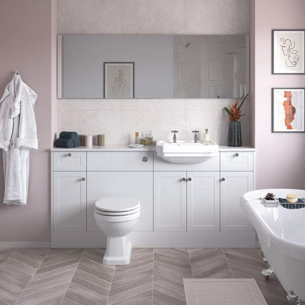 Bali 600mm Satin White Ash 2 Door Vanity Unit - RDBS96074