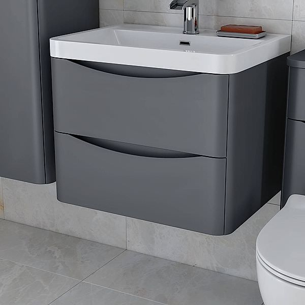 Scudo Bella 600 Matt Grey Wall Hung Vanity