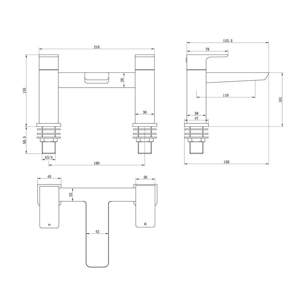 Buff Bath Filler - Chrome - RDBS105728