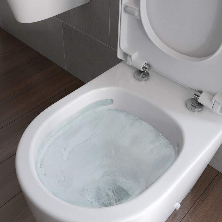 Campbell Rimless Close Coupled Open Back Toilet & Soft Closed Seat ...