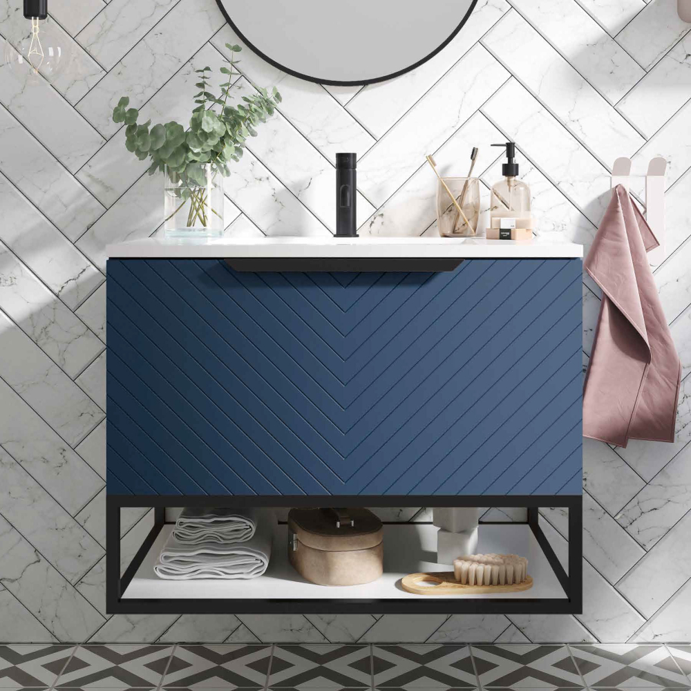 Scudo Chevron 800 Matt Twilight Blue Wall Hung Vanity Unit