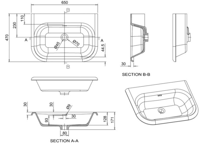 Buy Clearwater Medium Traditional Basin B8E free delivery online sale ...