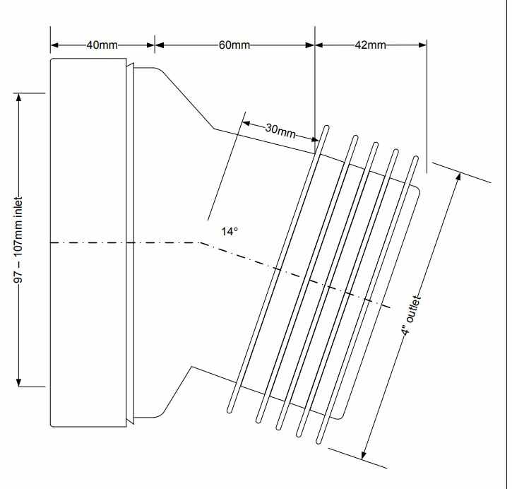 McAlpine 14° Angle Rigid WC Connector - WC-CON7A