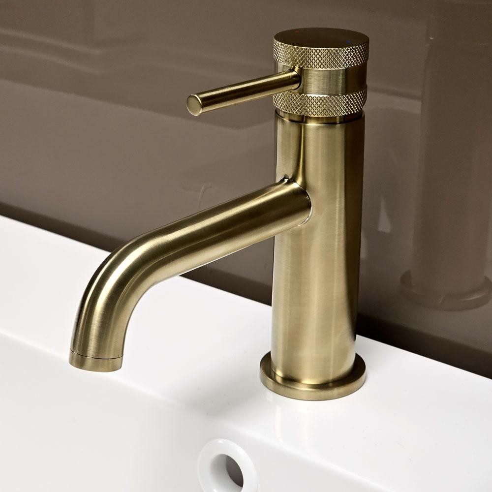 Scudo Core Brushed Brass Bathroom Basin Mixer Tap, NU-003