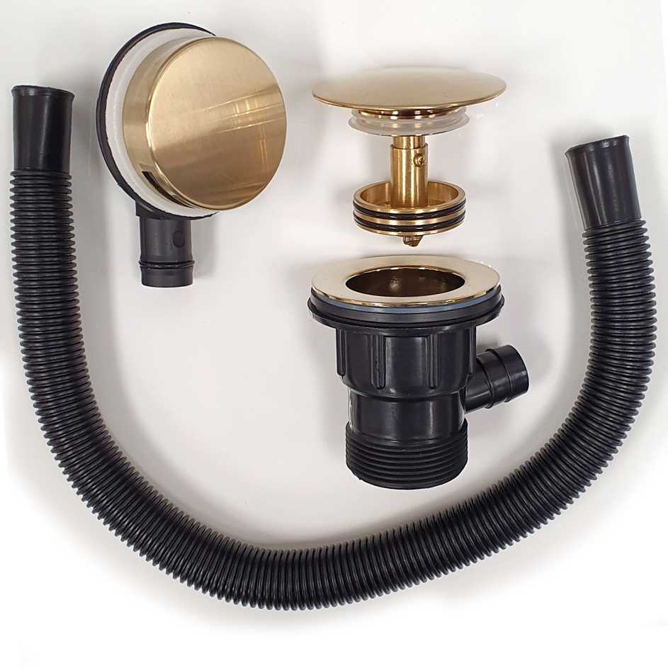Easyclean Sprung Plug Bath Waste - Brushed Brass - Nuie