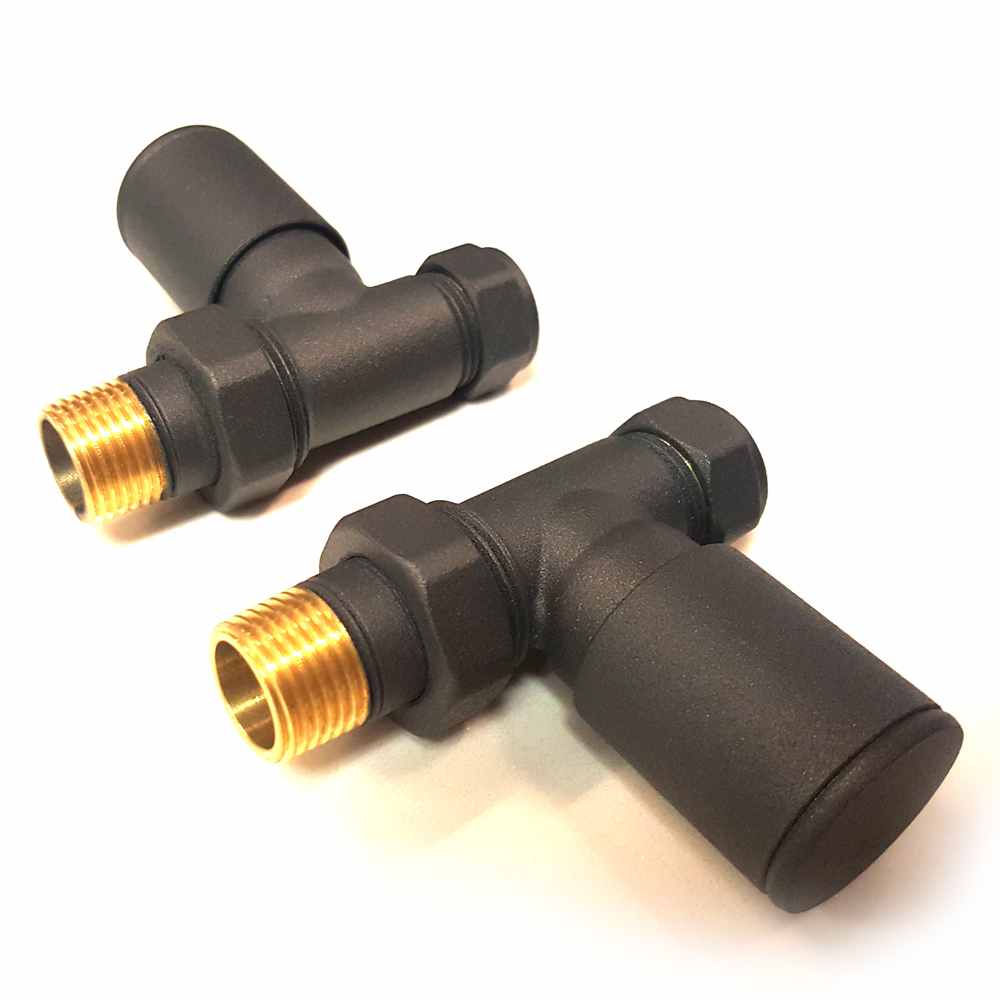 Eastbrook Straight Anthracite Radiator Valves - Pair - 41.3016 ...