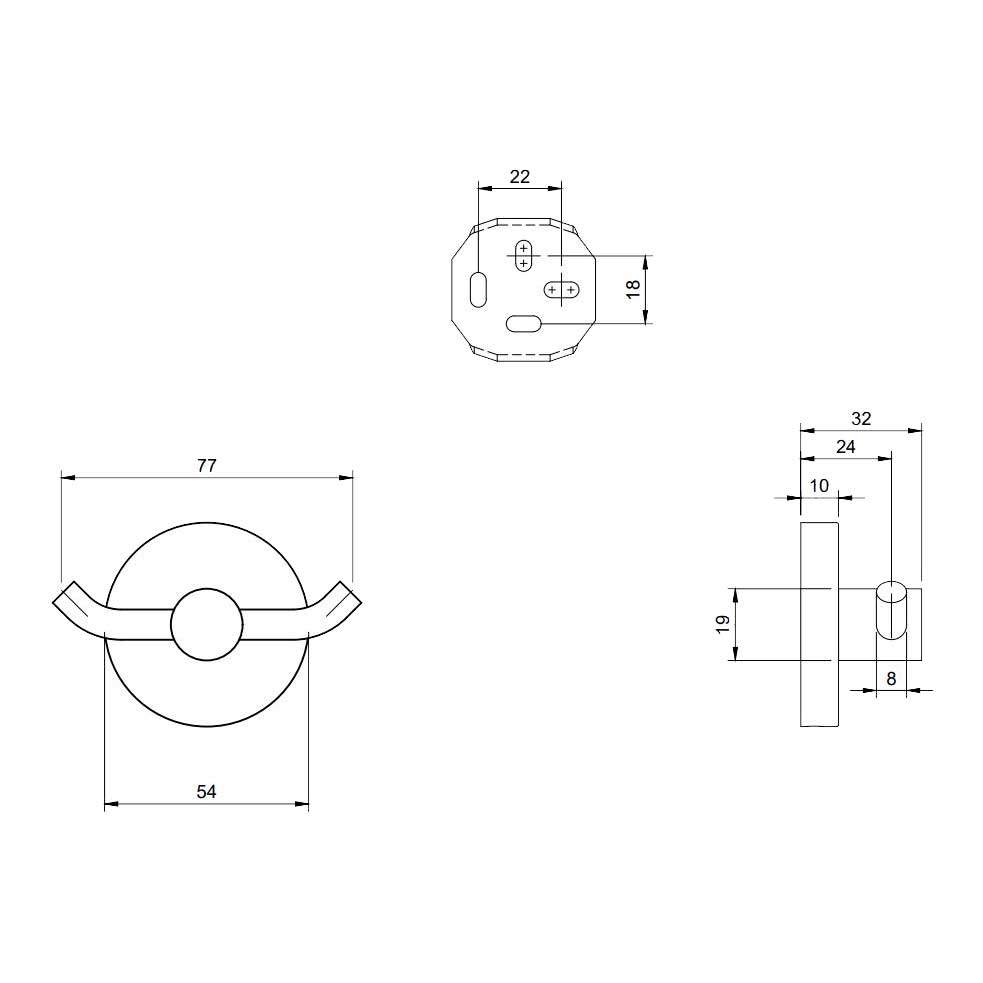 Villeroy & Boch Elements Tender Double Robe Hook Chrome