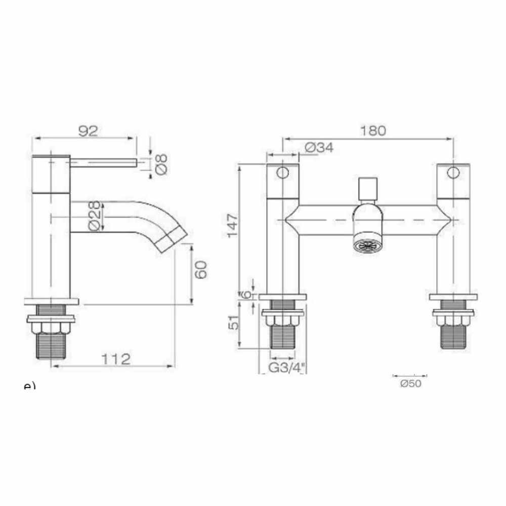 Sagittarius Ergo Bath Shower Mixer Tap - Chrome - EL/305/C