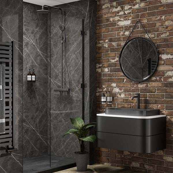 Multipanel Linda Barker Ferro Grafite Shower Panels | Rubberduck Bathrooms