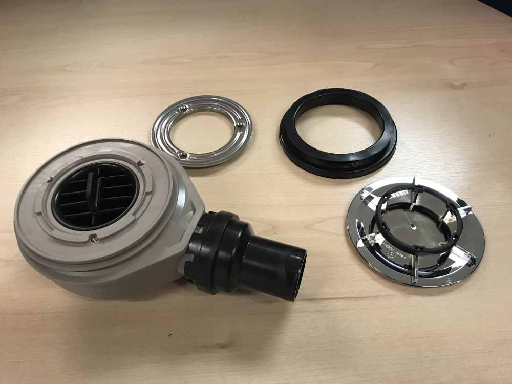 Geberit 90mm Domed Shower Waste & Trap buy online at Rubberduck Bathrooms.