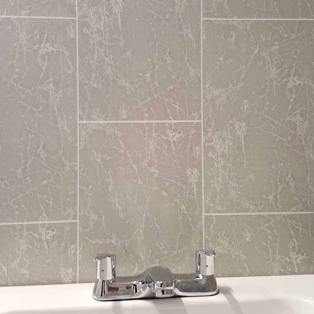 Neptune 250 - Grey Grout Line Tile - Tile Effect PVC Plastic Wall ...
