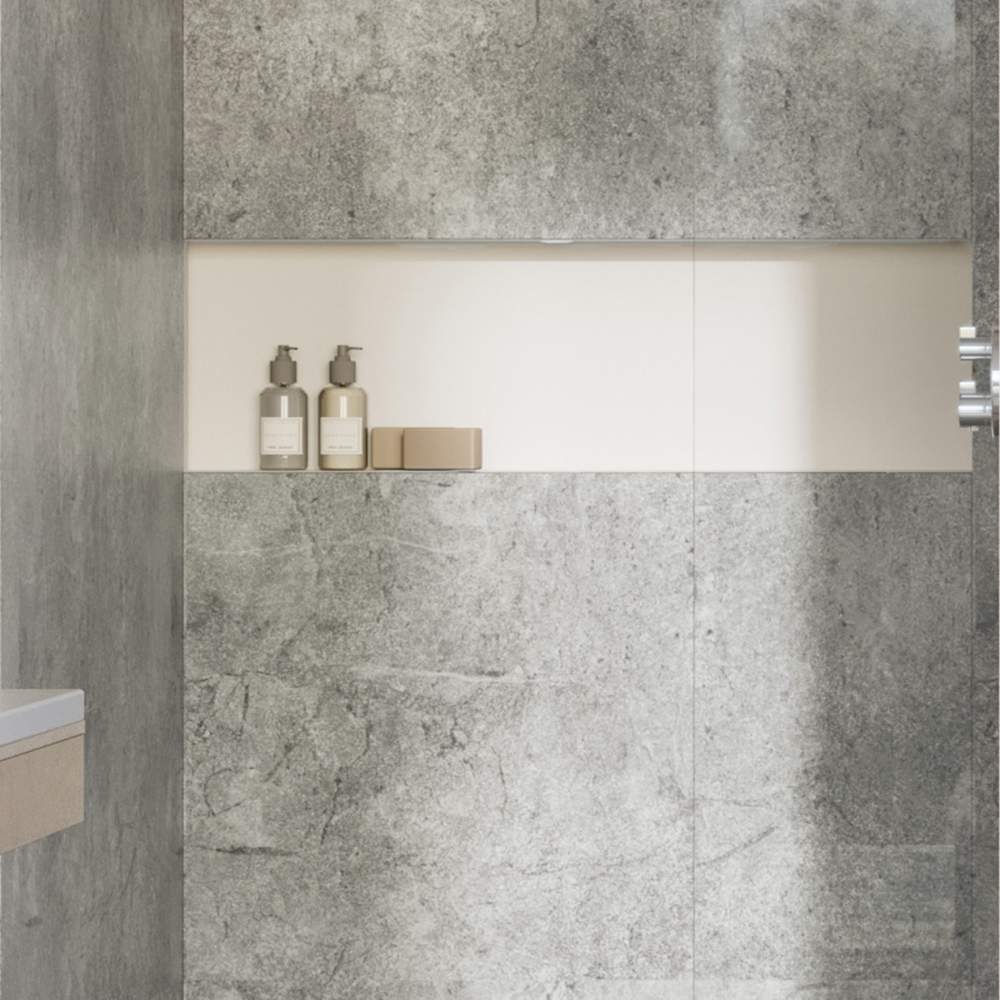 Aquadry Grey Concrete M1 PVC Single Wetpanel Shower Board 1000 x 2400mm