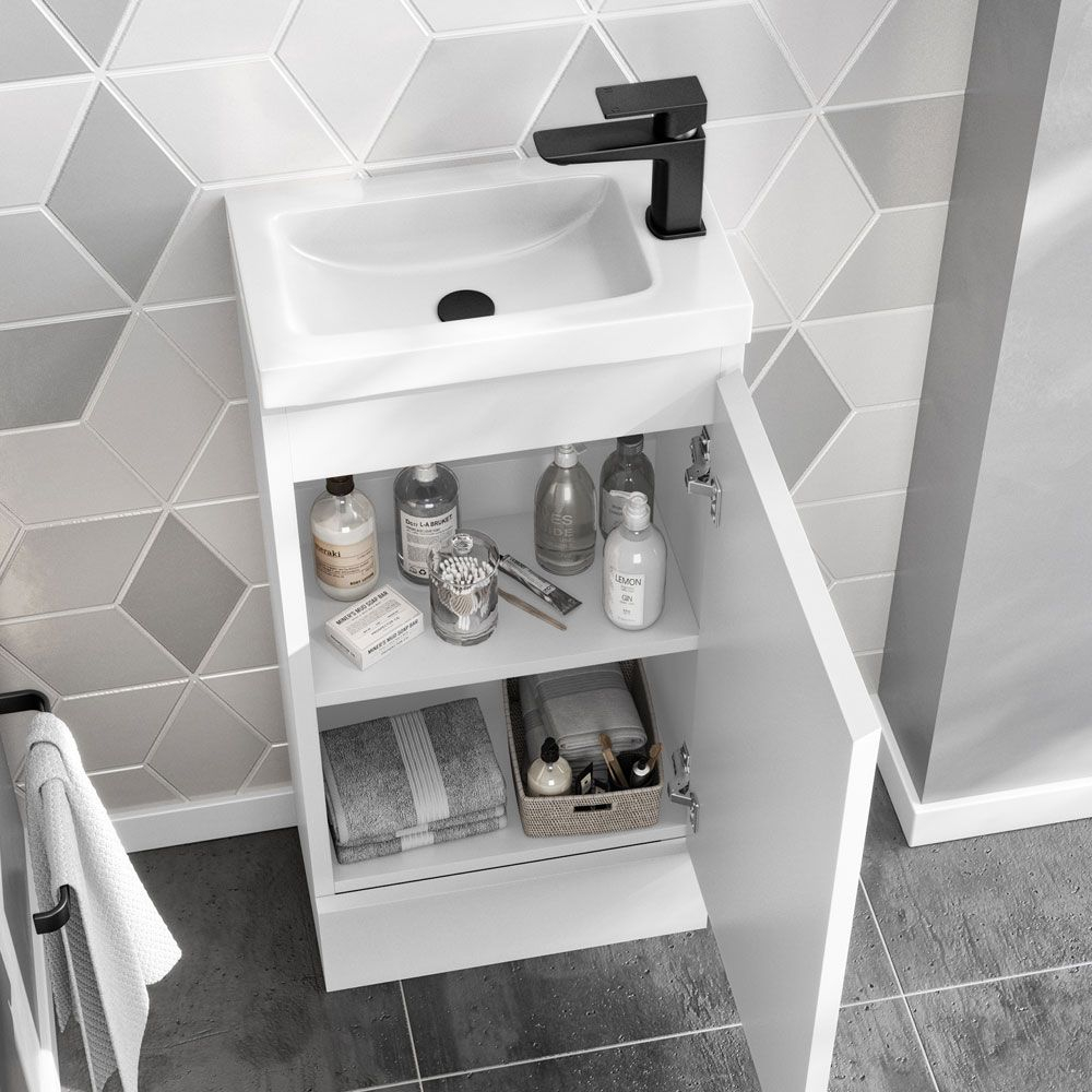 Halite 400mm White Gloss Waterproof Vanity Unit with Basin | 237HFT400-W