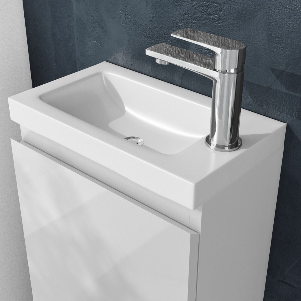 Halite 400mm White Gloss Waterproof Vanity Unit with Basin | 237HFT400-W