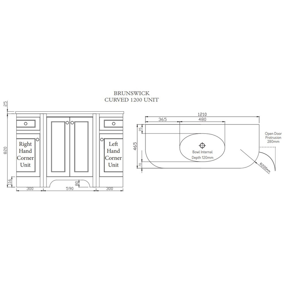 Scudo Harrogate Brunswick 1200mm Dovetail Grey Vanity Unit