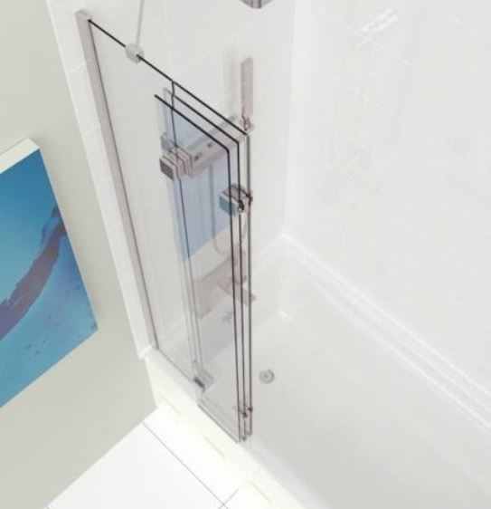 Kudos Inspire Frameless 4 Panel Folding Bath Shower Screen - 950 x 1400mm - 4BASCOMPLHS / 4BASCOMPR