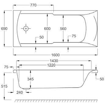 Carron Eco Matrix 5mm Single Ended Bath 1600 x 700, 02124 | Rubberduck ...