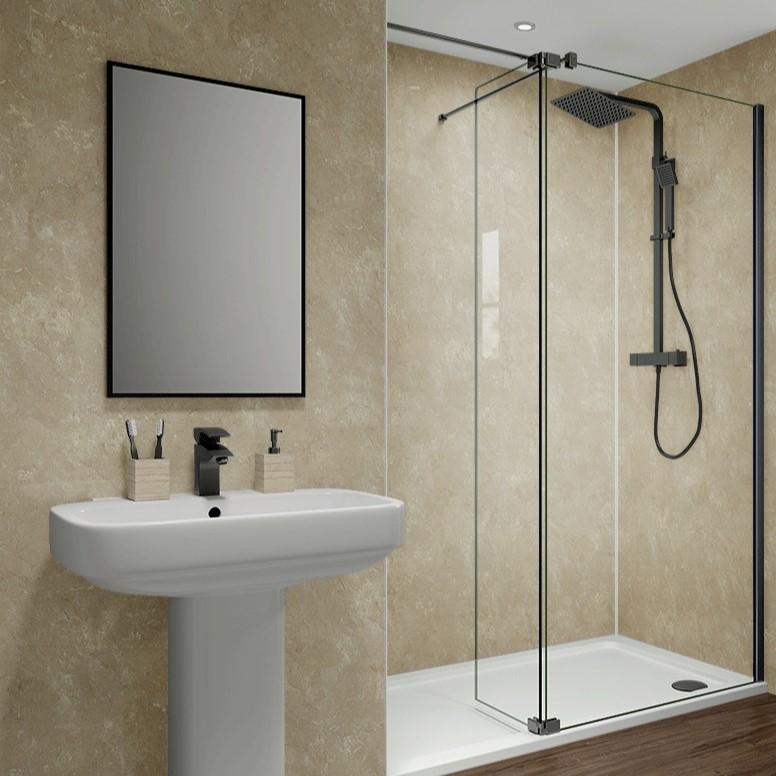 Multipanel Travertine Shower Panels | Rubberduck Bathrooms