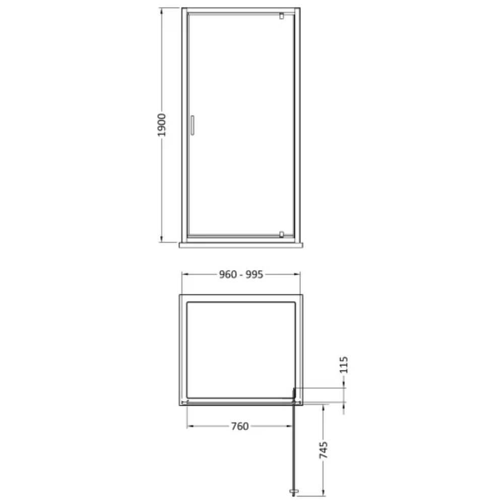 Nuie Rene 1000mm Pivot Shower Door, 1000mm Pivot Shower Door, Nuie Rene ...