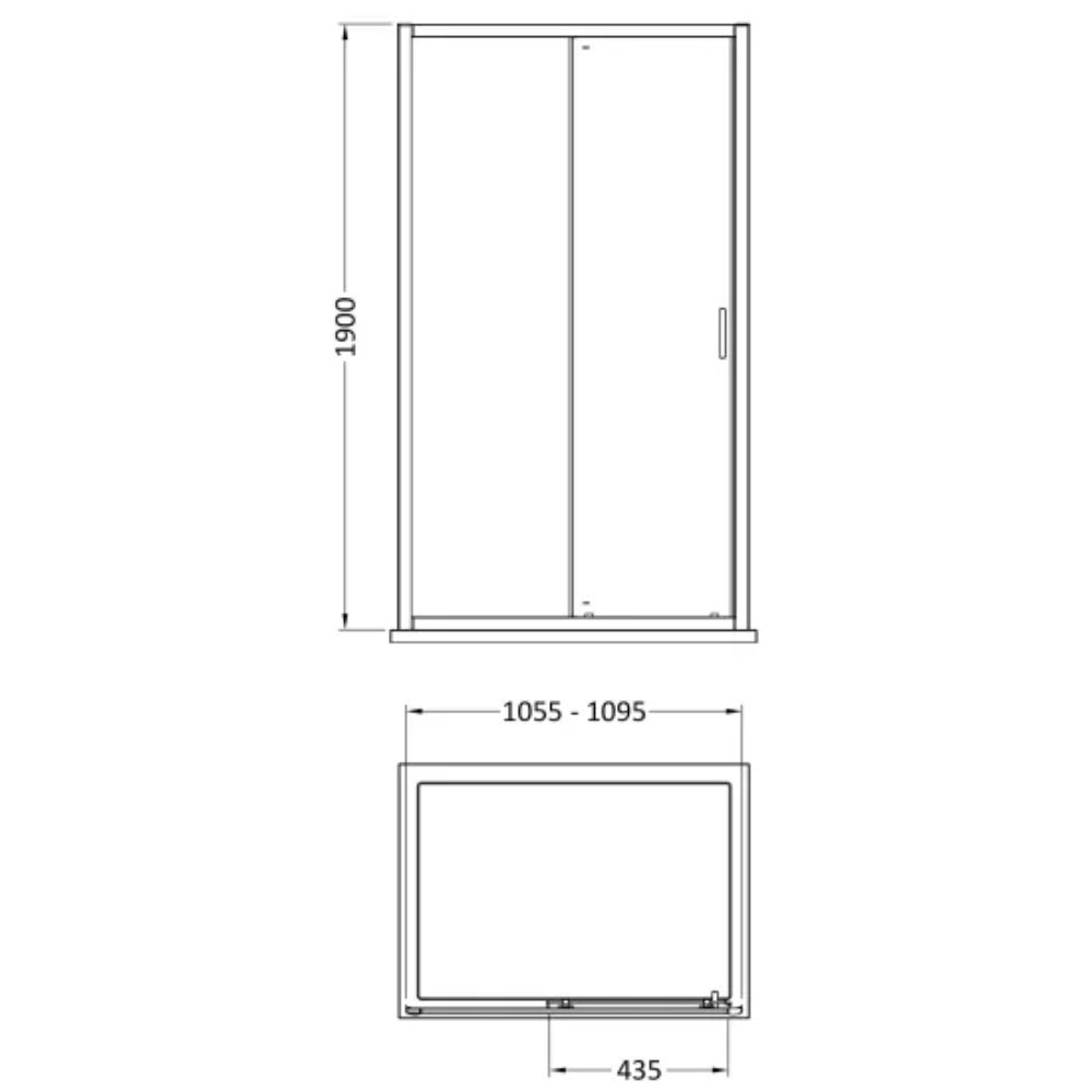 Nuie Rene Brushed Brass 1100mm Sliding Shower Door, Nuie Rene Sliding ...