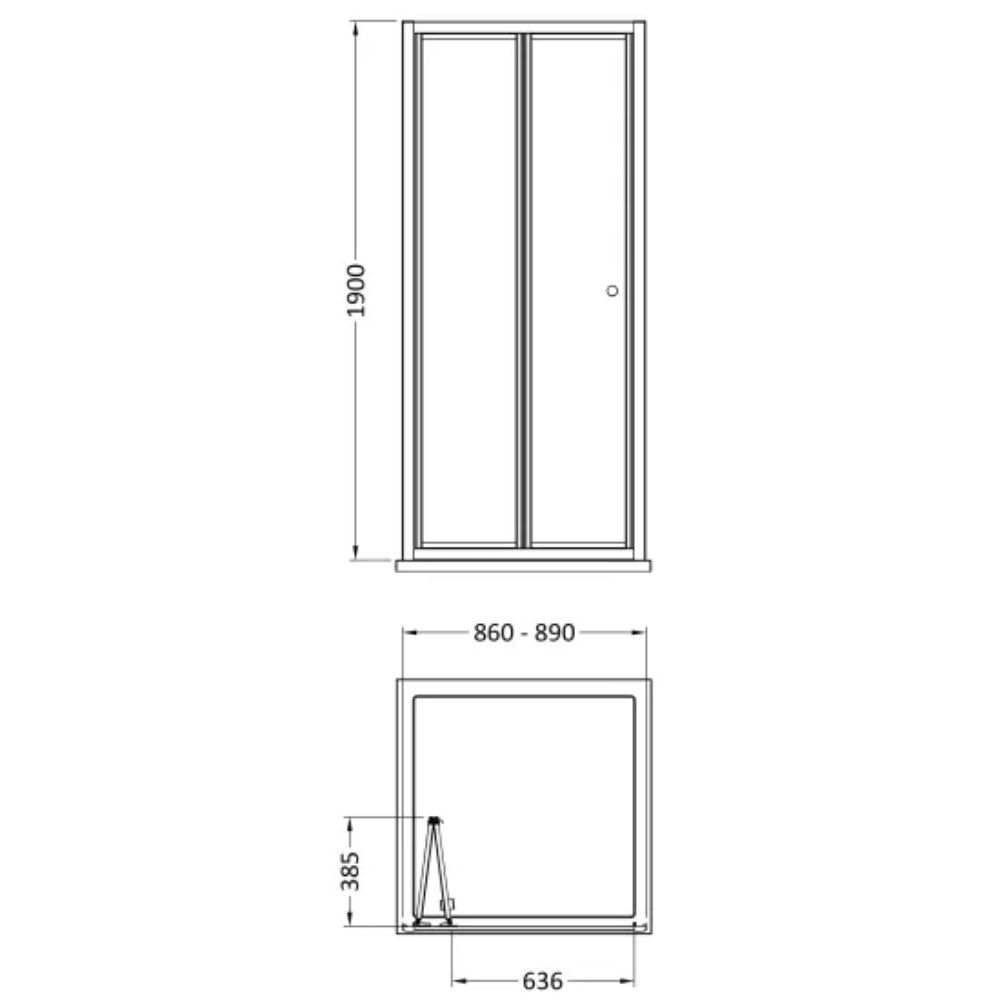 Nuie Rene 900mm Matt Black Bi-Fold Shower Door, 900mm Matt Black Bi-Fold Shower Door, Matt Black ...