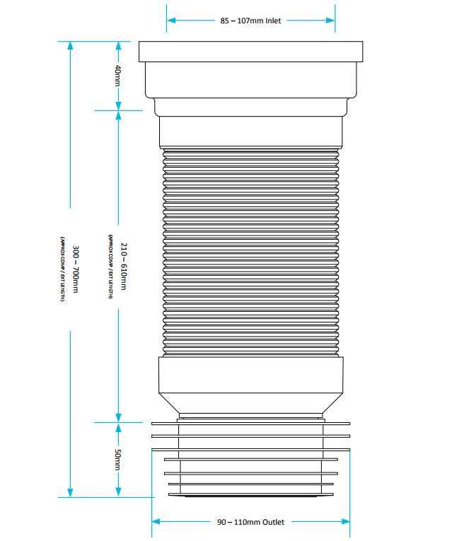 Viva Sanitary Long Flexible Toilet Pan Connector (300 - 700mm) - PP0002 ...