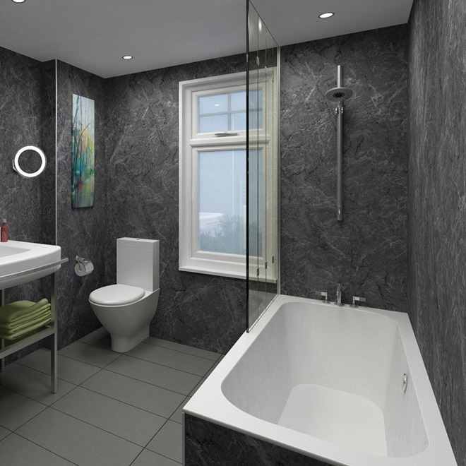 Perform Panel Black Bonito Bathroom Wall Panels By NU Style