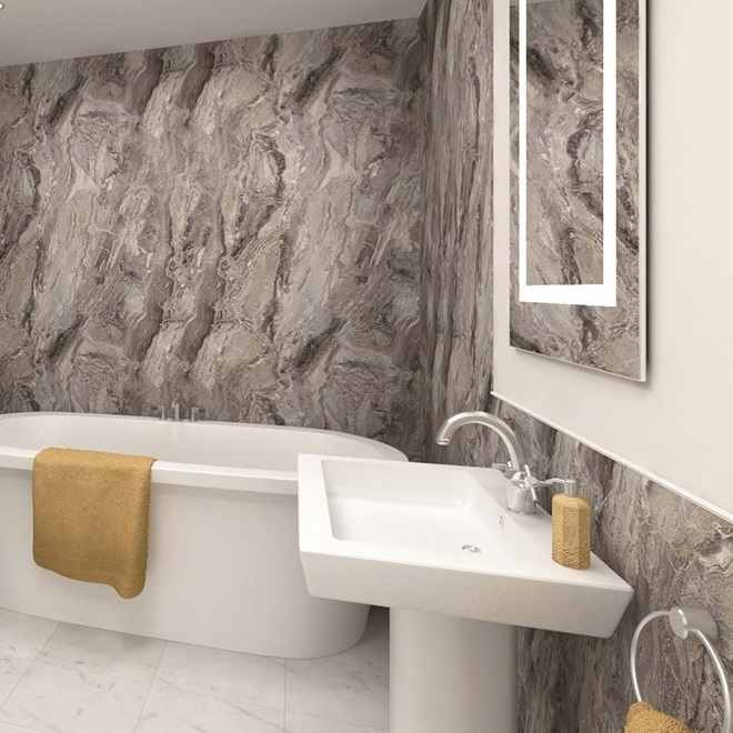 Perform Panel Toffee Marble Bathroom Wall Panels By NU Style