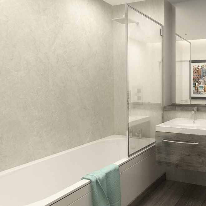 Perform Panel White Bonito Bathroom Wall Panels By NU Style