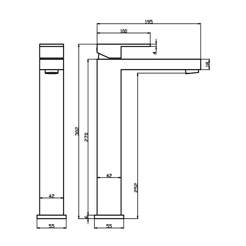 Abacus Plan Tall Basin Mixer Tap Chrome - TBTS-26-1402