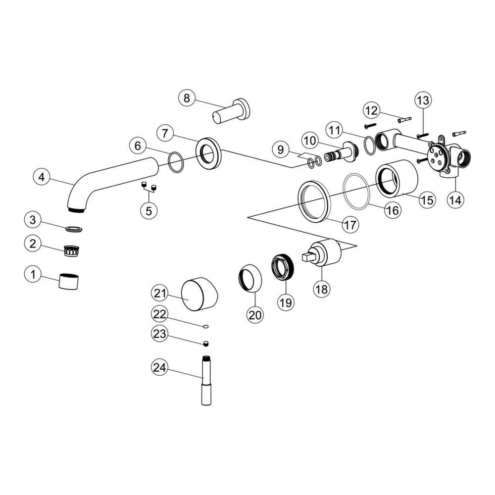 Pomeranian Mono Wall Mounted Basin Tap - Brushed Brass - RDBS105802