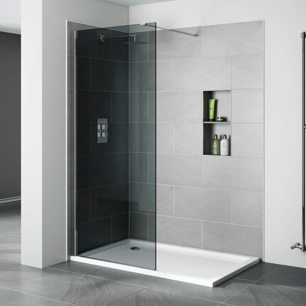 Frontline Bathrooms Prestige2 900mm Smoked Wetroom Shower Screen