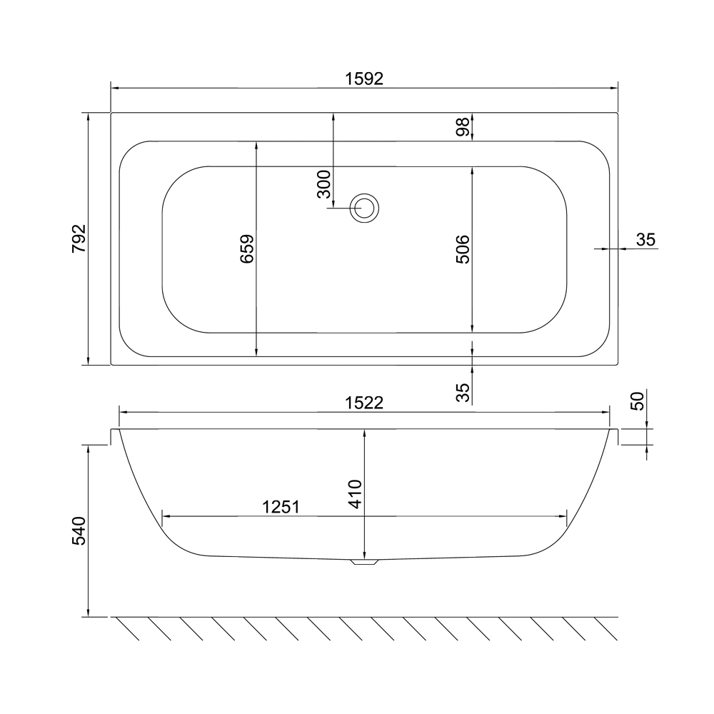 Carron Profile Duo 1600 x 800 Double Ended Bath 5mm , 02589 ...