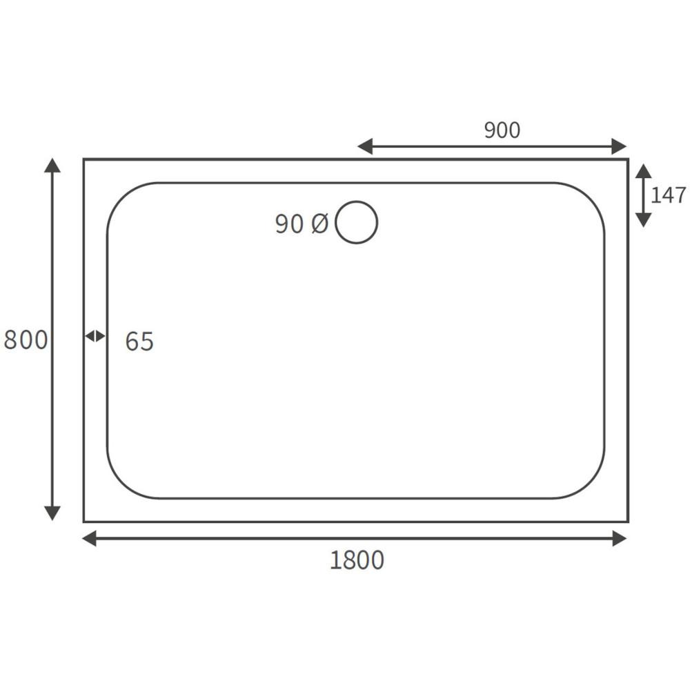 Deluxe 1800 x 800mm Rectangular Shower Tray & Free Chrome Waste ...