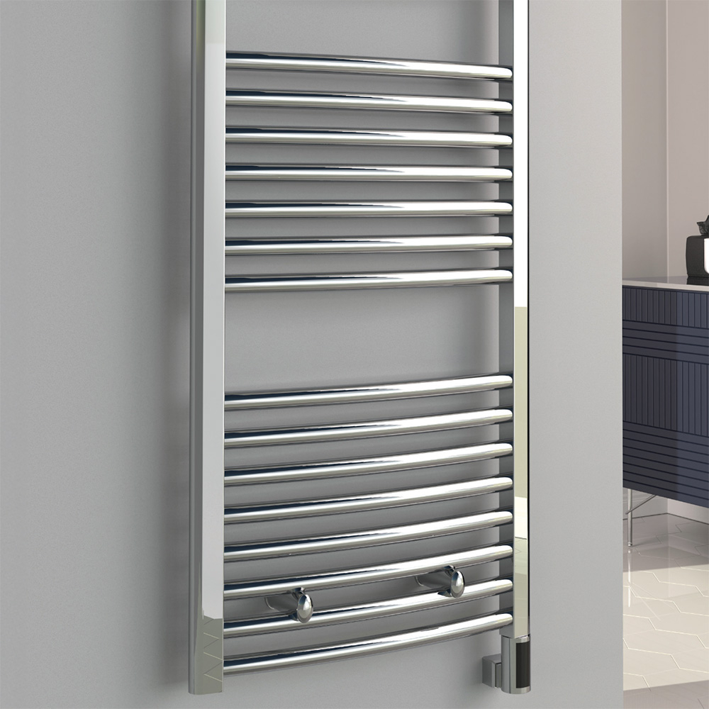 Reina Diva Chrome 800 x 750mm Curved Electric Radiator, AG75800CC-E