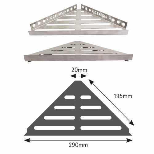 Genesis Brushed Steel Stainless Steel Reversible Shower Shelf - Tile ...