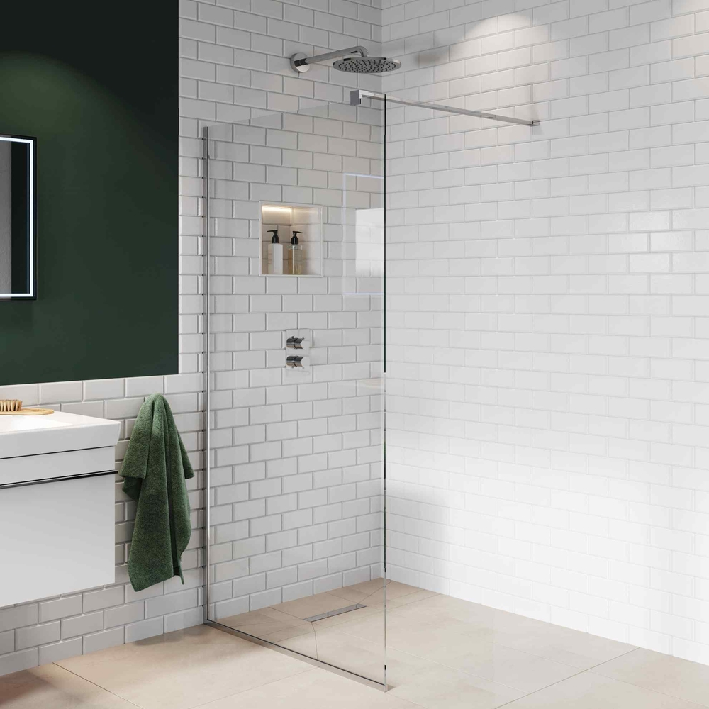 Abacus 10mm Thick Glass 735mm Chrome Wetroom Panel - VEGX-00-1030
