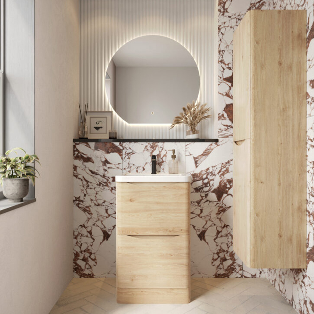 Scudo Bella 600 Davos Oak Floor Standing Vanity Unit