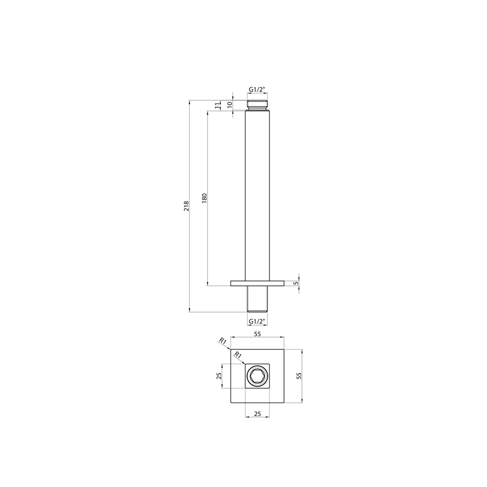 Scudo Square Chrome Ceiling Mounted Arm