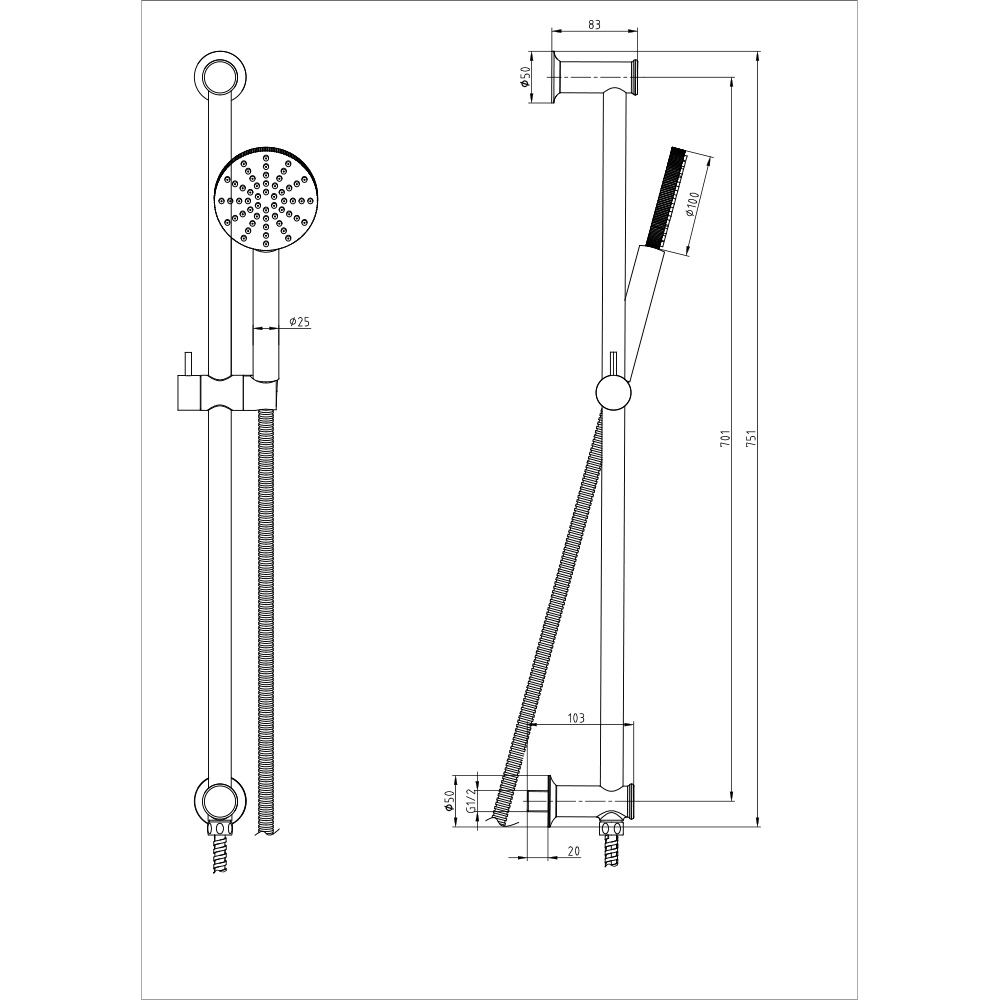 Scudo Brushed Brass Concealed Riser Rail