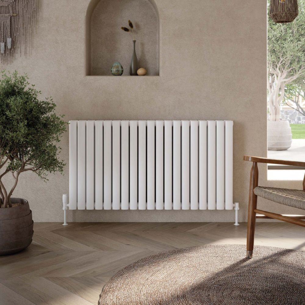 Scudo Apex 600 x 767mm White Horizontal Double Designer Radiator ...