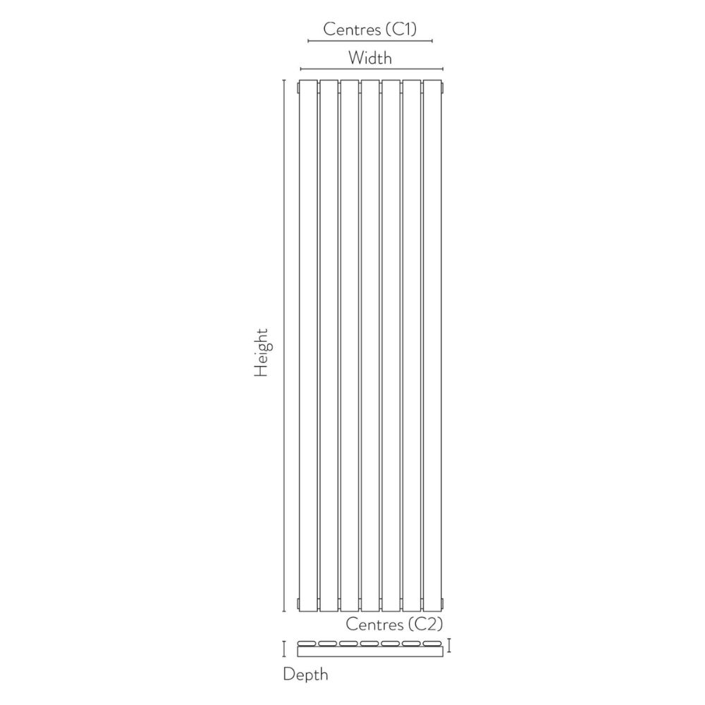 Scudo Bravo 1600 x 476mm Anthracite Vertical Designer Radiator ...
