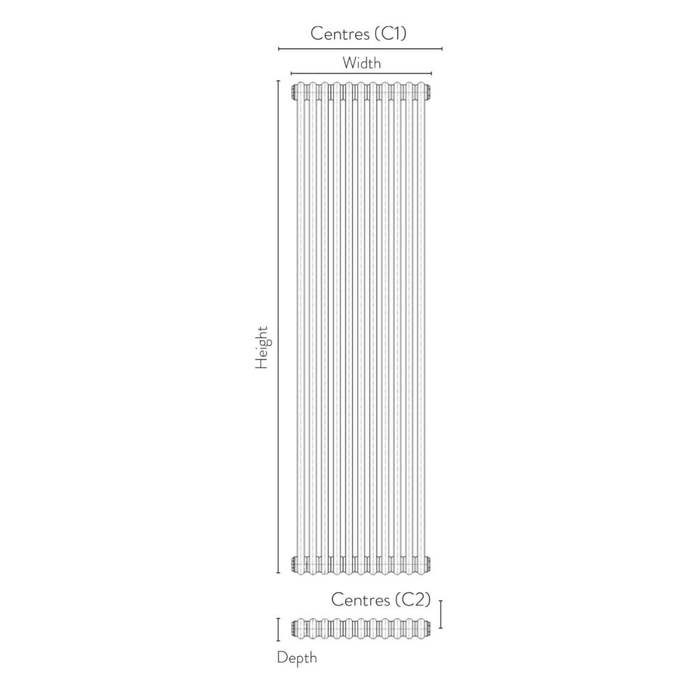 Scudo 3 Column 1800 x 515mm White Bathroom Designer Radiator