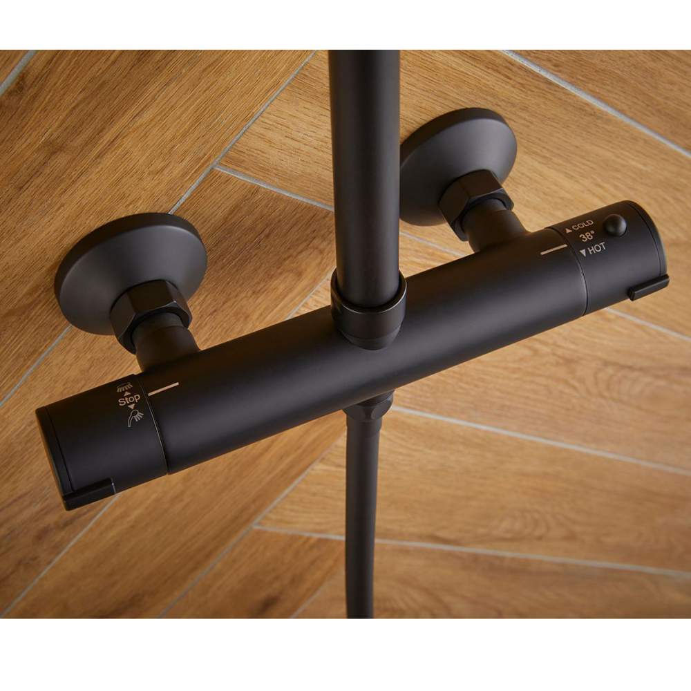 Spey Series 2 Black Dual Head Thermostatic Shower Kit - Highlife Bathrooms