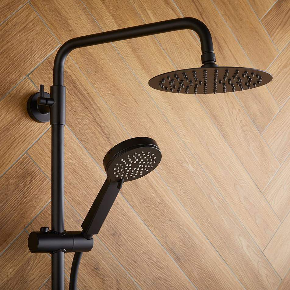 Spey Series 2 Black Dual Head Thermostatic Shower Kit - Highlife Bathrooms