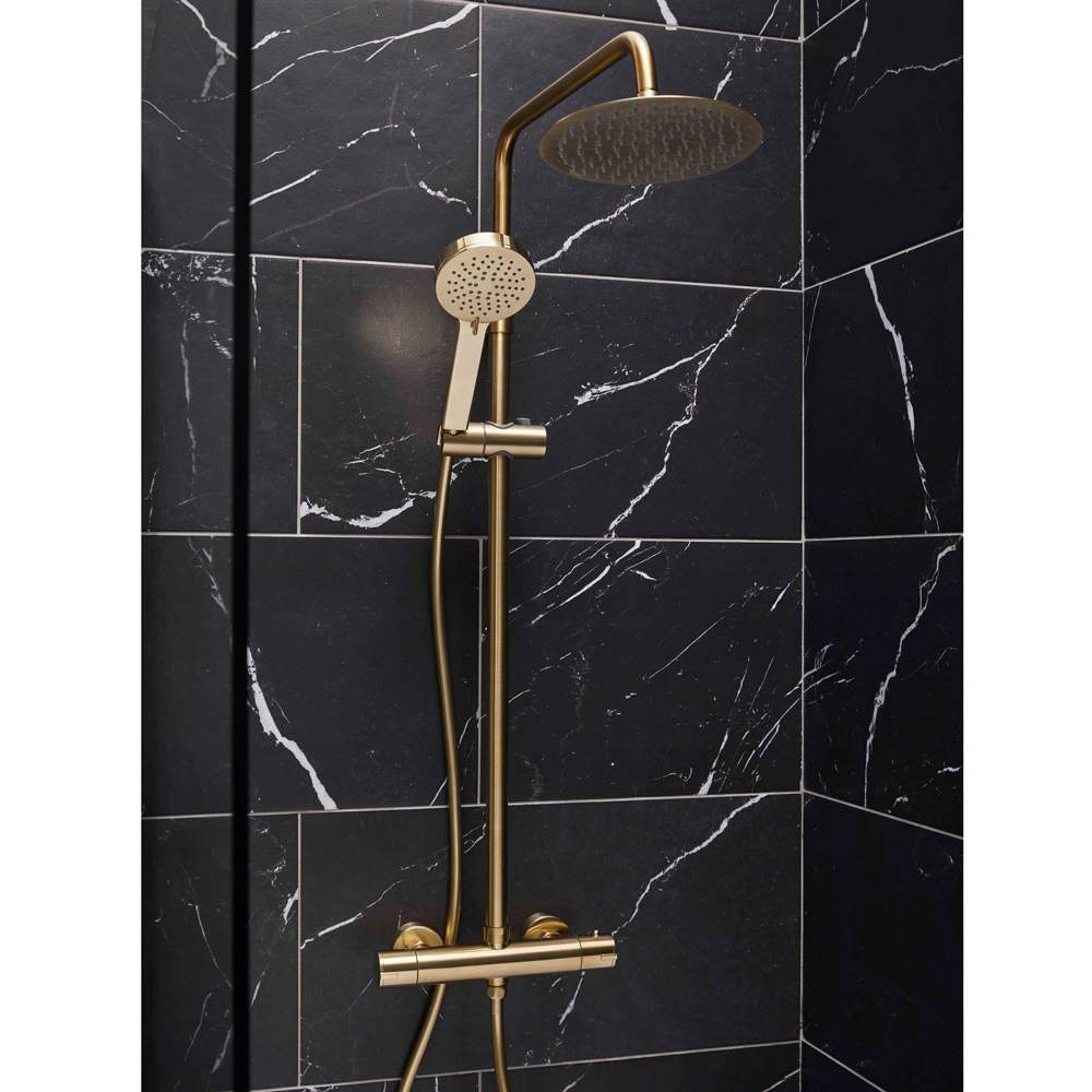 Spey Series 2 Brushed Brass Dual Head Thermostatic Shower Kit ...